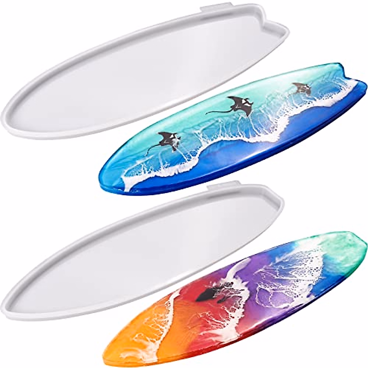 LET'S RESIN Surfboard Resin Tray Molds 15'' x 4'', 2Pcs Surf Board Silicone Molds for Resin,Large Resin Epoxy Molds Silicone for DIY Resin Ocean Waves Art, Wall Decor,Serving Board,Serving Tray