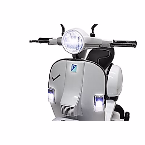 Best Ride On Cars Vespa Scooter, 12V Battery Powered Ride On Car - Electric Scooter for Kids with Leather Seat, Real Lights & Sounds, USB/AUX/SD Slot, Ages 2-5 Years Old, White, Large