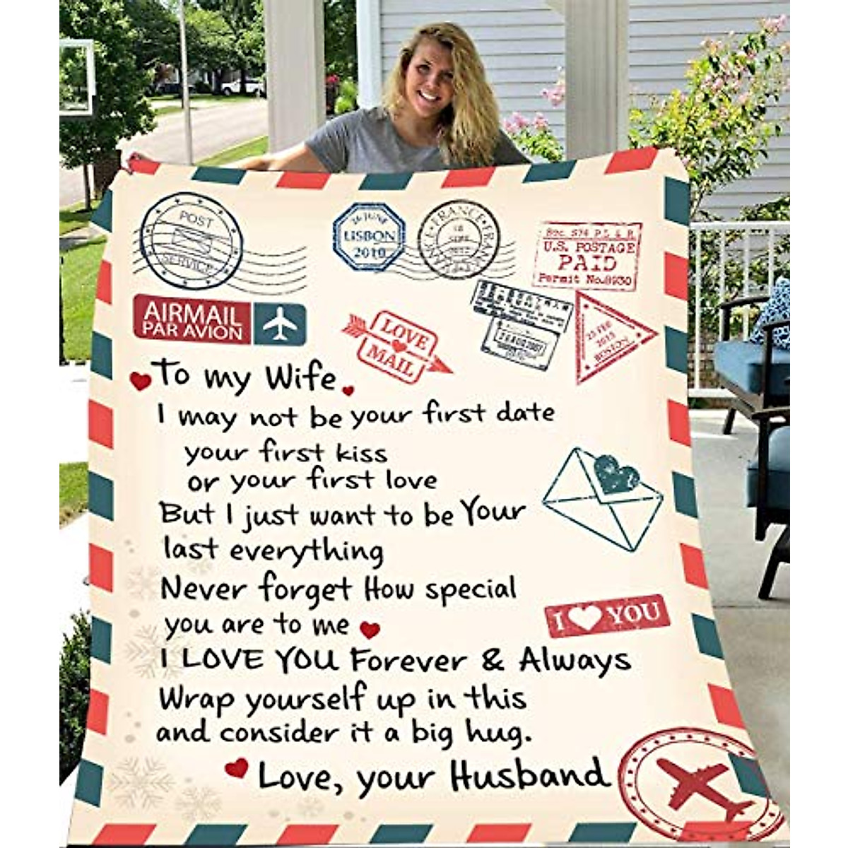 Fleece Blanket Love Letter to My Wife from Husband Ultra-Soft Micro Light Weight Warm Bed Throw Blanket (to My Wife, 80"x60")