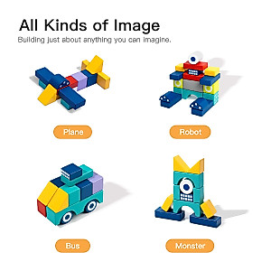 ROBUD Wooden Building Blocks Set for Toddlers Kids, Stacking Toy Gift for Boys and Girls Ages 3-8 Years Old - 100 PCS