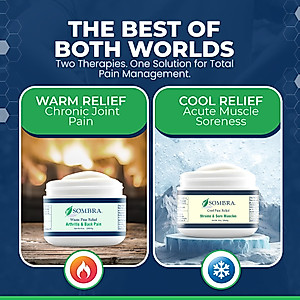 Sombra Warm & Cool Pain Relief Gel, Warm Relief for Arthritis and Chronic Pain Pre-Workout Muscle Rub, Cold for Swelling, Soreness, Post-Workout, Free of Artificial Fragrances, 8oz Per Jar