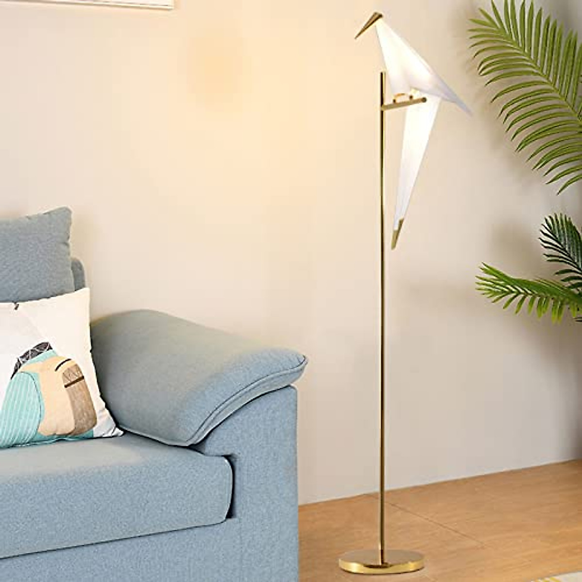 ETKEGHIP Floor Lamp for Living Room Modern ,63" Tall LED Pole Lamps Origami Crane Bird Standing Lamps for Office Kids Room Bedroom Reading Gold