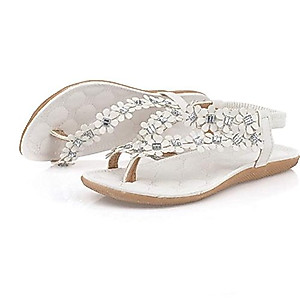 Highly Recommend Great Value Flip-Flop Women Summer Bohemia Flower Beads Flip-Flop Shoes Flat Sandals