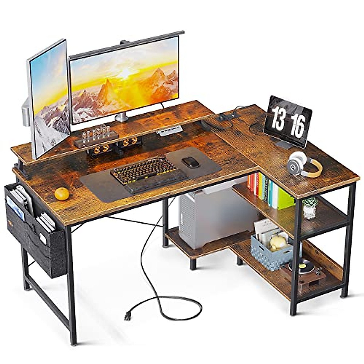 ODK 48 Inch L-Shaped Computer Desk with USB Charging Port