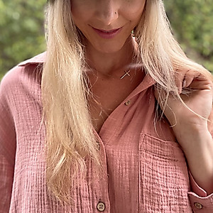 EVER FAITH 925 Sterling Silver Simple Church Sideways Cross Pendant Choker Necklace Birthday/Mothers Day/Valentines Day/Christmas Jewelry Gift for Womens