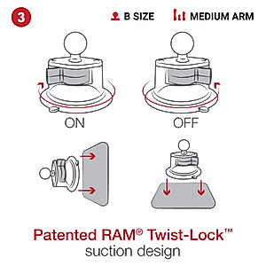 RAM MOUNTS Twist-Lock Suction Cup Mount for Apple MagSafe RAM-B-166-AP-MAGU for Vehicle Windshields