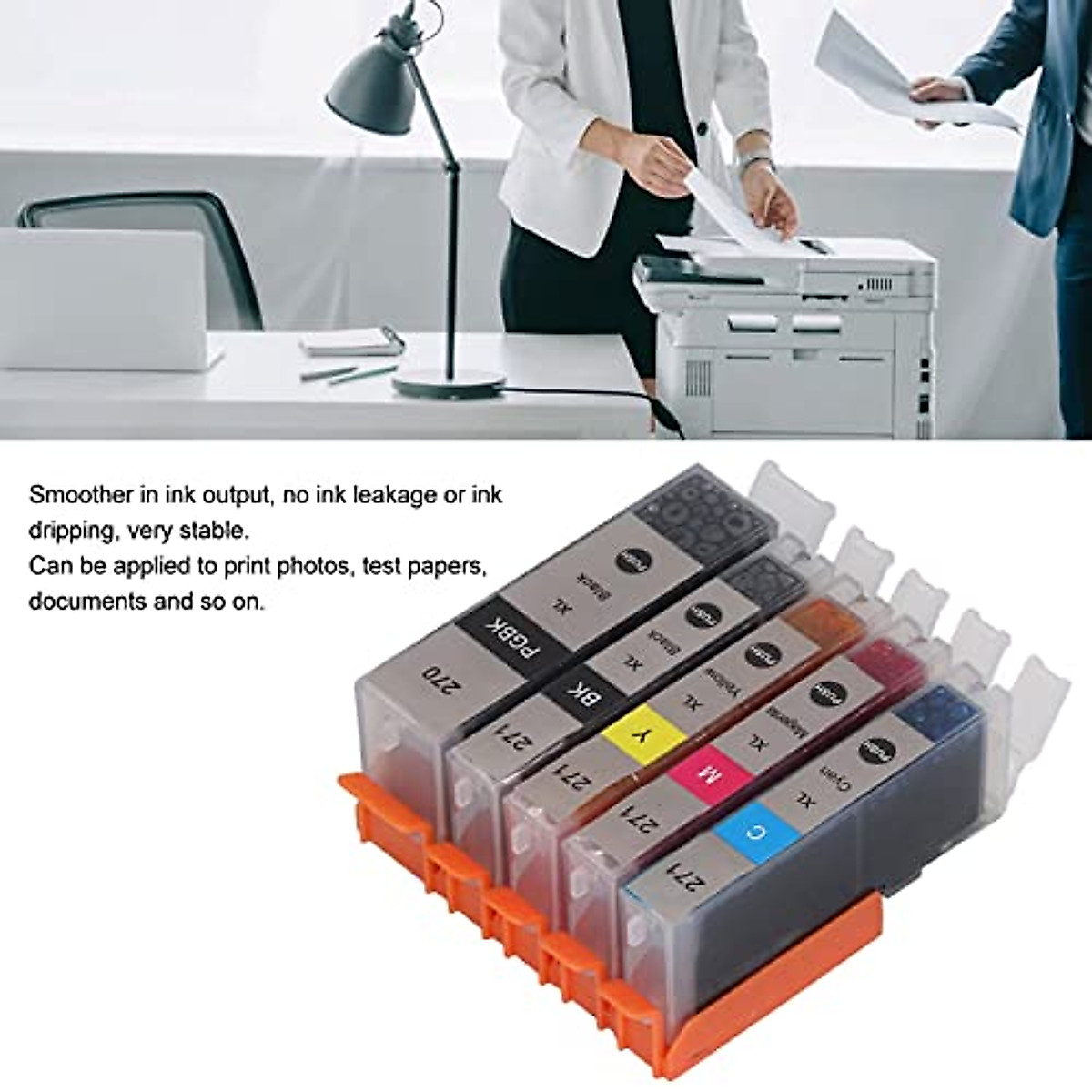 Hilitand Ink Cartridge 5 Color Printing Accessory Part Stable Printing Ink Cartridge for Printing Photos, Test Papers, Documents
