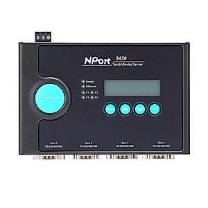 MOXA NPort 5450-4 Ports Device Server, 10/100 Ethernet, RS-232/422/485, DB-9, 15KV ESD, Without 110V Power Adapter
