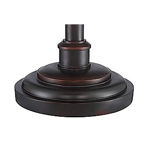 Barnes and Ivy Henson Rustic Industrial Farmhouse Standing Floor Lamp with Night Light Glass 63" Tall Bronze Earthy Fabric Drum Shade Decor for Living Room Reading House Bedroom Home