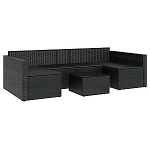 vidaXL 2 Piece Patio Lounge Set - Black Poly Rattan with Comfortable Cushions and Convenient Coffee Table - Perfect for Outdoor Living Space