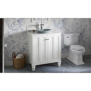 KOHLER K-3817-0 Memoirs Stately Comfort Height Two-Piece Elongated 1.28 GPF Toilet with AquaPiston Flush Technology and Left-Hand Trip Lever, White