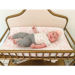 Premium Baby 4 Pack Girl Pure Jersey Machine Washable Pink and White Changing Table Cover – Diaper Changing Pad Cover Sheets