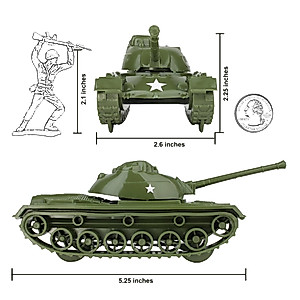 TimMee Toy Tanks for Plastic Army Men - OD Green WW2 3pc - Made in USA