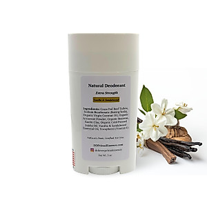 Dr. Dave's Primal Essence Extra Strength Tallow Deodorant - Aluminum-Free - Baking Soda, Beeswax, Coconut Oil and Mango Butter - Vanilla and Sandalwood