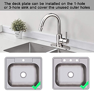 KWODE 10 Inch Single Hole Cover Deck Plate, Escutcheon Plate Stainless Steel Kitchen Sink Faucet Cover Plate for 1 or 3 Hole Bathroom Vanity Sink Faucet, Covering Unused Mounting Holes