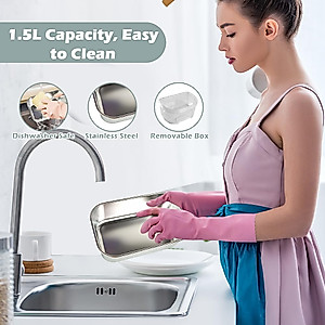 PHIWILLS 80W Electric Lunch Box 1.5L Container Food Warmer Heater, 12V/24V/110V Heated Lunchbox for Car/Truck/Work with 0.45L Compartment, Stainless Steel Spoon & Fork, Insulated Bag