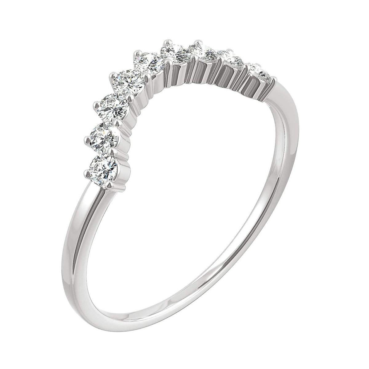 14K White Gold Moissanite Curved Crown Wedding Band-size 8 0.27cttw DEW by Charles & Colvard