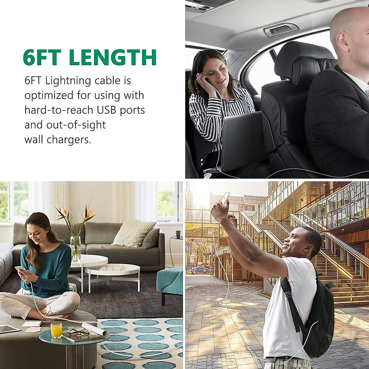 iPhone Charger,Atill Lightning Cable 5Pack 6FT iPhone Charging Cable Cord Compatible with iPhone X 8 8Plus 7 7Plus 6s 6sPlus 6 6Plus SE 5 5s 5c iPad iPod & More (White)