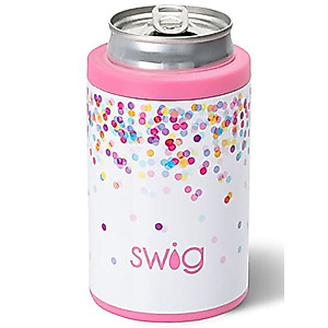 Swig Life Standard Can + Bottle Cooler, Stainless Steel, Dishwasher Safe, Triple Insulated Can Sleeve for Standard Size 12oz Cans or Bottles in Confetti Print