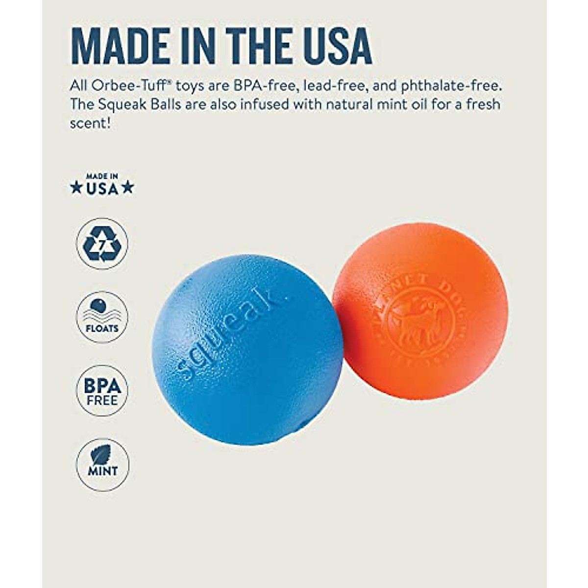 Outward Hound Orbee-Tuff Squeak Ball Blue Dog Fetch Toy