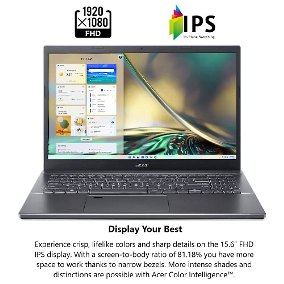 Acer Aspire 5 A515-57G-735F Slim Laptop | 15.6" Full HD IPS | Intel Core i7-1260P | NVIDIA GeForce RTX 2050 | 16GB DDR4 | 512GB SSD | Wi-Fi 6 | Thunderbolt 4 | Fingerprint Reader | Backlit KB | Win 11
