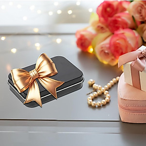 ZEYIYER Small Metal Box with Lids, 3.5" X 2.4" Portable Storage Organizer Box Small Empty Tins, Candy Tins Small Containers for Halloween Candy Key Earrings Jewelry Drawing Pin Screw(Black)