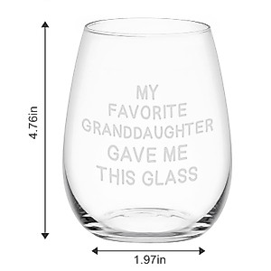 DAZLUTE Funny Grandparents Gift, Mother’s Day Father’s Day Birthday Christmas Gifts for Grandma Grandpa Grandparents from Granddaughter, 15 Oz My Favorite Granddaughter Gave Me Wine Glass