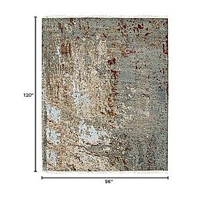EORC KA1003GY8X10 Hand-Knotted Wool Galaxy Rug, 8'2 x 9'10, Gray