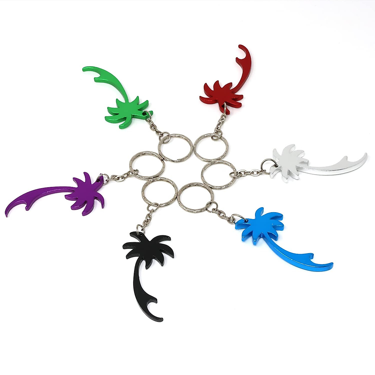Honbay 6PCS Palm Tree Bottle Opener Keychain Aluminum Alloy Beer Bottle Opener Party Favors