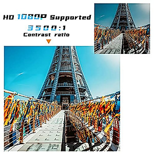 GooDee Projector, 2023 Upgraded Mini Projector, 8500 L Multimedia Home Theater Video Projector, Compatible with Full HD 1080P HDMI, USB, VGA, AV, Smartphone, Pad, TV Box, Laptop