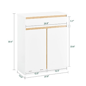 Haotian Tilt Out Laundry Hamper Cabinet Bathroom Cabinet with Hamper Hidden Laundry Hamper Storage Cabinet, White BZR79-W