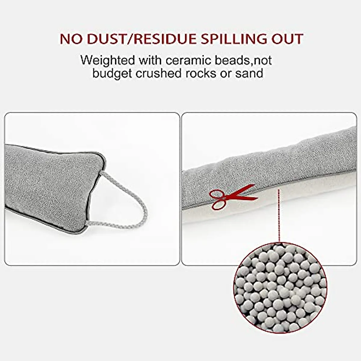 Upgraded Under Door Draft Guard 36inch, Air Stopper Noise Blocker Heavier Bottom Insulation with Hanging Loops Easy Storage (Grey, Cotton)