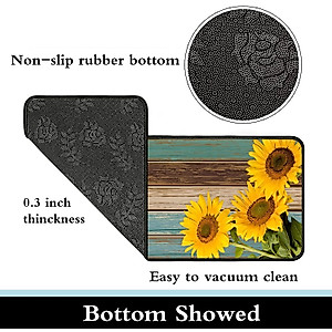 Sunflower Kitchen Rugs Non-Slip Fall Kitchen Mat Bathroom Rug Runner Carpet Farmhouse Sunflower Decor fot Home Hallway Sink Stove Laundry 39x20 Inch