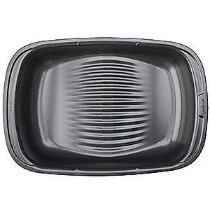 Goodcook Quick Roaster Pan and locking rack, with juice gathering pools for easier, safer, faster basting, 17x12x3 inches, Grey