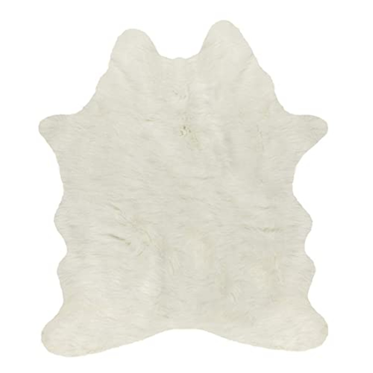Luxe Faux Cowhide Rug for Rustic and Western Decor | Low Pile Faux Fur Rug with Off White Cow Print | Cruelty-Free Fade Resistant Living Room Rugs | 4-1/4 x 5 ft