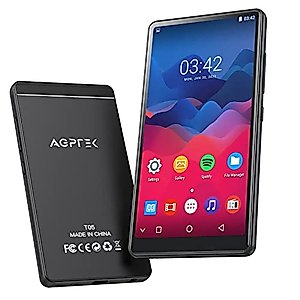 AGPTEK 40GB MP3 Player with Bluetooth and WiFi, 4" Full Touch Screen MP4 Player with Spotify, Android Online Music Player with Speaker, FM Radio, Expandable Up to 32GB