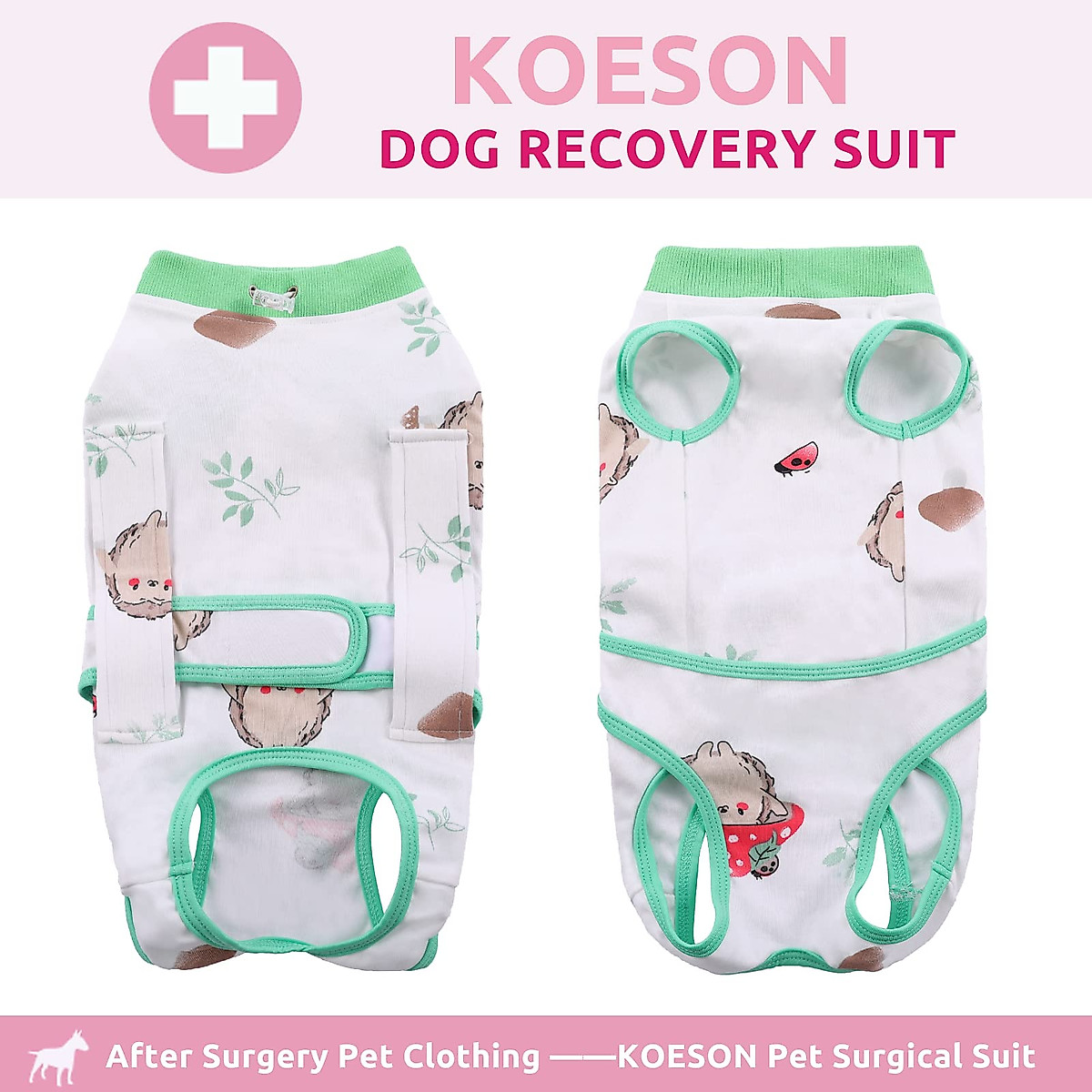 KOESON Dog Recovery Suit, Spay Suit for Female Dogs with Pee Hole Pet Surgical Recovery Suit Dog Cone Alternative, Dog Surgery Recovery Suit Anti Licking Pet Bodysuit for Abdominal Wound Hedgehog XS