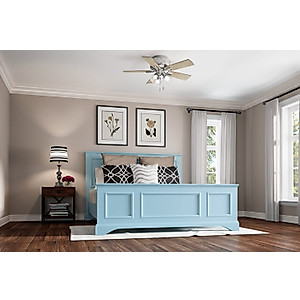 Hunter Fan Company Crestfield 42-inch Indoor Matte Silver Casual Ceiling Fan With Bright LED Light Kit, Pull Chains, and Reversible WhisperWind Motor Included