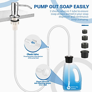 Dish Soap Dispenser for Kitchen Sink and Tube Kit, 47" Tube Connects Pump Directly to Soap Bottle Brushed Nickel