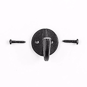 Renovators Supply Manufacturing Black Wrought Iron Wall Coat Hook Durable 1.6" L Single Hooks for Towel, Kitchenware, Robe or Jacket Wall Mount Rust Resistant Hanger Hooks with Hardware Pack of 2