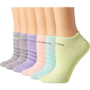 adidas womens Superlite (6-pair) - 2020 No Show Sock, Light Flash Orange/Easy Green/Light Flash Purple, Medium US