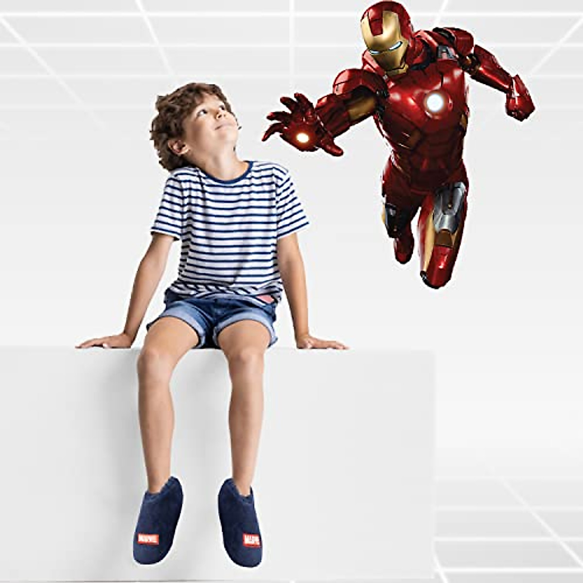 Marvel Socks and House Slippers, Captain America Fuzzy Baba House Slipper Socks for Kids, Grippers, 2-Pack Kids Fuzzy Socks