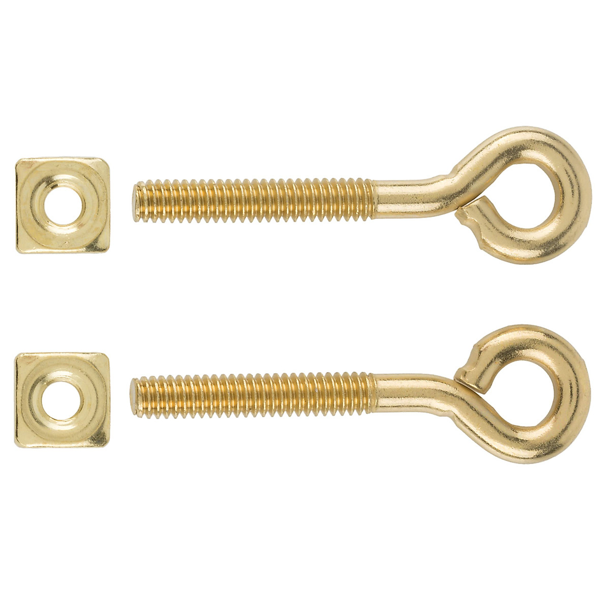 Plain Brass Eye Bolts with Nuts for Bail Pull Mounting - Pack of 2 - Screw Eye Hook - Antique Eyelet Screw | FB1-SB
