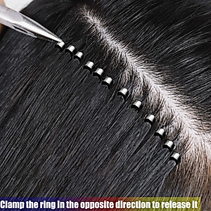 Hair Extension Tool Kit, Bead Device Tool, Silicone Lined Links Beads, Curved Hair Plier, for Tinsel and Feather Hair Extensions or Removal (Beige)