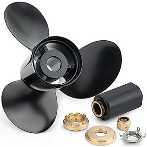 Qiclear 14 1/2 x 19 Pitch 48-832830A45 (Upgrade Rubber Hub Kits Included) OEM Aluminum Boat Outboard Moto Propeller fit Mercury Engines 135-300HP&Mercruiser Alpha One,14.5X 19P,15 Spline Tooth,Rh