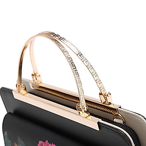 Trendeology Authentic Frida Kahlo Print Wallet Handle Purse Crossbody Bag (Baby Frida Cartoon Series - Black)