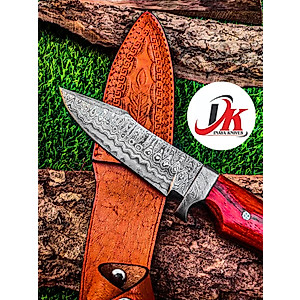 Custom hand made Damascus steel hunting knife,11" inches Skinner,out door survival camping,fix blade, classic, Christmas gift, nice grip handle,sharp, slicer, Leather sheath HUNT-04