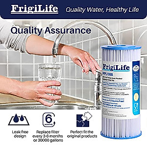 FrigiLife FXHSC 5 Micron 10" x 4.5" Whole House Pleated Sediment Filter for Well Water, Compatible with GE FXHSC, DuPont WFHDC3001, Culligan R50-BBSA, R50-BB, GXWH40L, ECP5-BB, 3PACK