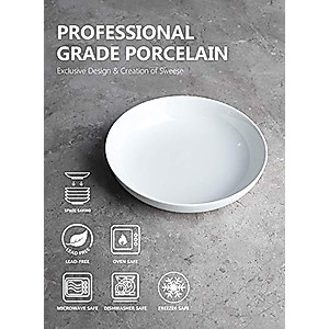 Sweese Pasta Bowls, 22 Ounce Salad White Serving Bowls Set of 6, 7.6 Inch Porcelain Plates, No. 112.001