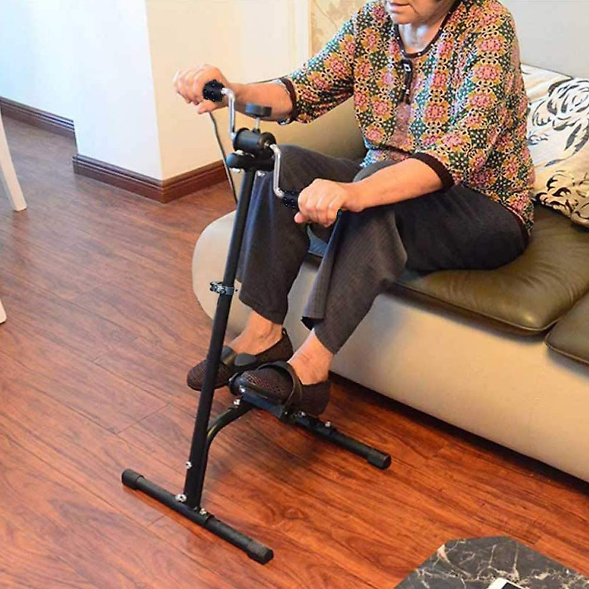 SYNTEAM Pedal Exerciser Bike Hand Arm Leg and Knee Peddler Adjustable Fitness Equipment for Seniors Home Medical Supplies for Total Body